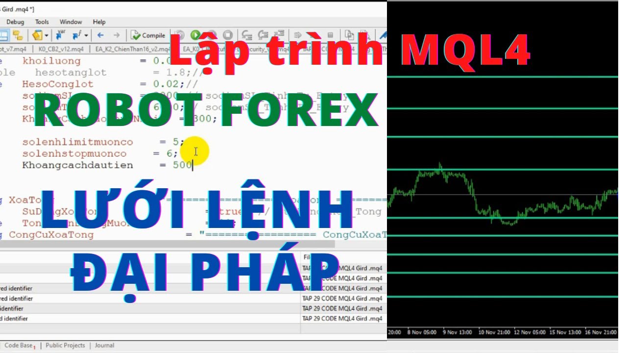 Tập 29 Code MQL4 - Robot MT4 LƯỚI LỆNH ĐẠI PHÁP