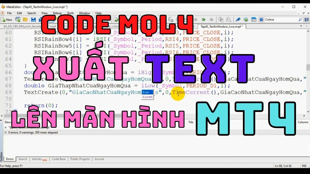 Tập 45 Code MQL4 - Xuất text lên màn hình MT4